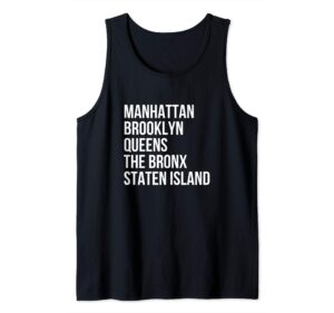 manhattan, brooklyn, new york city five boroughs nyc tank top