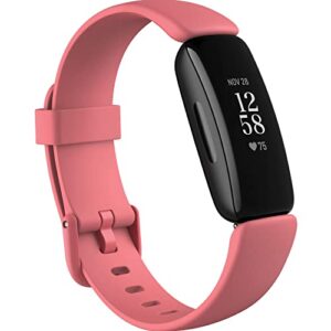 fitbit inspire 2 health & fitness tracker with a free 1-year fitbit premium trial, 24/7 heart rate, black/desert rose, one size (s & l bands included)