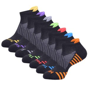 joynÉe mens ankle athletic socks low cut week socks for sports running 7 pack,black,sock size:10-13