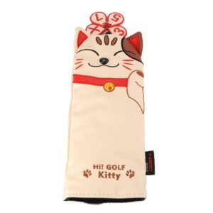 gooaction lucky cat golf club hybrid head cover with creative cartoon animal kitten pattern synthetic leather golf clubs headcover with number tag 3.5.7.x