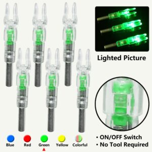 6PCS-New Lighted Nocks for Arrows with .244"/6.2mm Inside Diameter Led Nocks with Switch Button for Archery Hunting (Green)