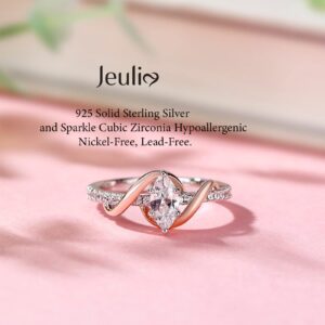 Jeulia "An Encounter with Myself Marquise Cut Sterling Silver Ring Engagement Anniversary Promise Ring Valentine's Day Gift With Jewelry Box for Women (7)