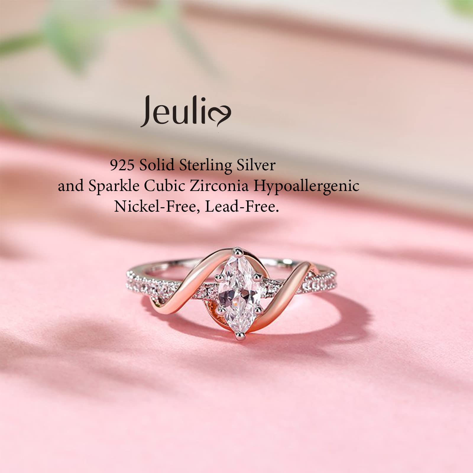 Jeulia "An Encounter with Myself Marquise Cut Sterling Silver Ring Engagement Anniversary Promise Ring Valentine's Day Gift With Jewelry Box for Women (7)