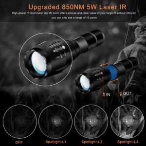 Nabila Night Vision Scope for riflescope,850nm IR,5" Portable Display Screen,for Riflescope at Night Hunting