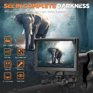 Nabila Night Vision Scope for riflescope,850nm IR,5" Portable Display Screen,for Riflescope at Night Hunting