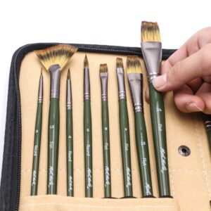 Mont Marte Signature Brush Set with Wallet, 17 Piece, Suitable for Oil, Acrylic, Watercolor and Gouache Paint, Easel Wallet Included