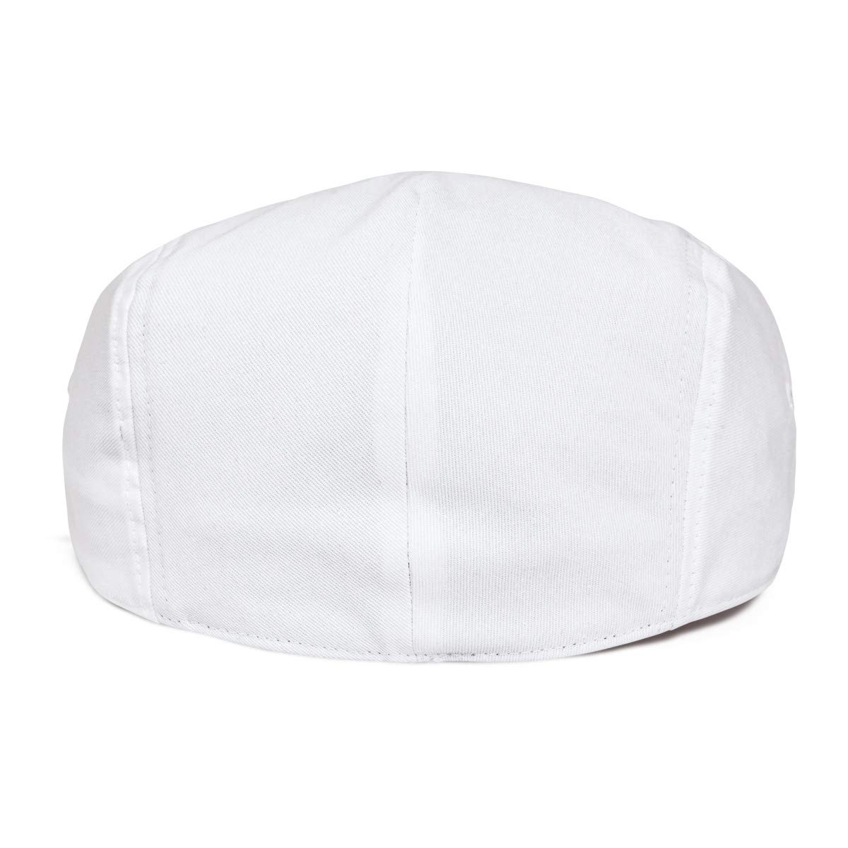 JANGOUL Men Ivy Cap Cotton Twill Newsboy Flat Cap (White, 7 3/8)