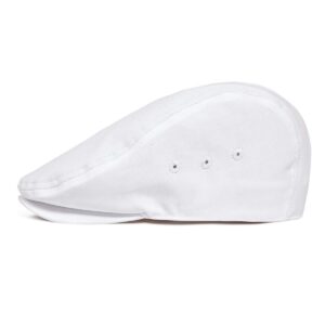 JANGOUL Men Ivy Cap Cotton Twill Newsboy Flat Cap (White, 7 3/8)