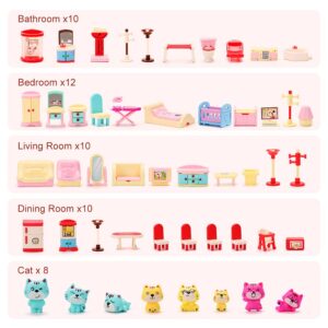 50 Pack Kids Little Dollhouse Furniture Toys House Big Dreams for Baby Children Girls Boys Age 3+