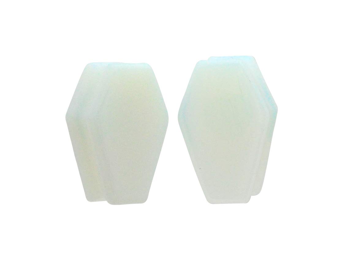 Mystic Metals Body Jewelry Pair of Opalite Stone Coffin Shaped Double Flare Plugs (STN-650) (1" (25mm))