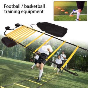 20ft Agility Ladder Agility Training Equipment, Speed Ladder, Football Ladder, Training Ladder, Soccer Ladder Workout, Football Training Kit, with 12 Speed Training Cones and Resistance Parachute