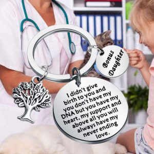 Adoptionn Gifts Keychain Adopted Child Gifts Stepdaughter Stepson Gifts from Stepmom Stepdad Adoptionn Jewelry You Will always have My Never Ending Love (Step daughter)