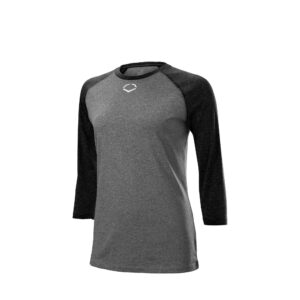 evoshield women's standard poly/cotton mid sleeve shirt, charcoal/black heather, medium