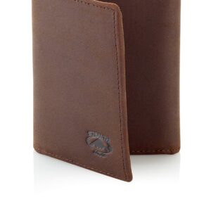 Stealth Mode Trifold Leather Wallet for Men with ID Holder and RFID Blocking (Brown)