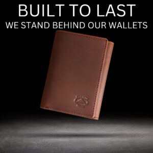 Stealth Mode Trifold Leather Wallet for Men with ID Holder and RFID Blocking (Brown)