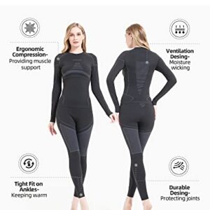 NOOYME Thermal Underwear for Women Long Johns for Women, Base Layer Women Black-grey