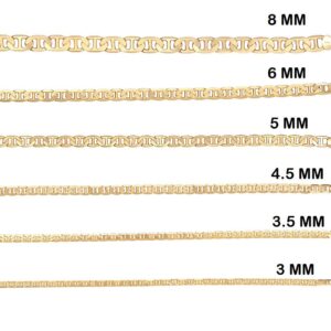 Barzel Mariner Chain Necklace for Women, 18K Gold Plated Mariner Chain Necklace (16 Inches, 4.5MM Gold)