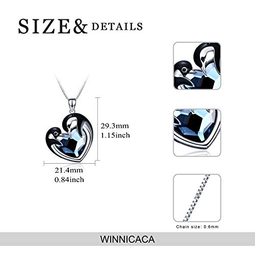 WINNICACA Penguin Christmas Gifts Sterling Silver Penguin Necklace for Women Blue Crystal Pendant Penguin Jewelry Cute Necklaces for Teen Girls Birthday Gifts for Penguin Lover Daughter