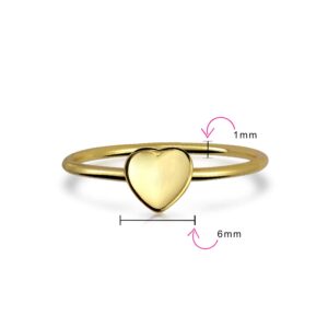 Tiny Minimalist Blank Plain Flat Heart Shape Initial Monogram Signet Ring For Teen For Women 14K Gold Plated .925 Sterling Silver