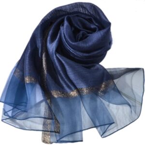 hureson lightweight silk scarf elegant soft shawls and wraps for evening dresses glitter scarves for women for all seasons (navy blue)