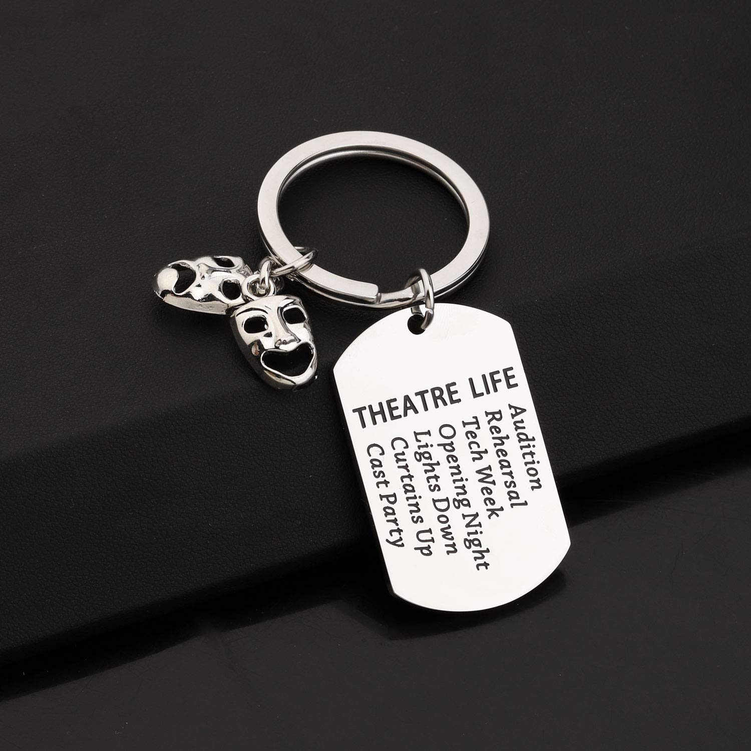 LQRI Theater Life Keychain Theatre Drama Keychain Funny Drama Actor Actress Gifts Comedy Tragedy Mask Jewelry Broadway Musical Drama Teacher Graduates Gift (d-Theater life)