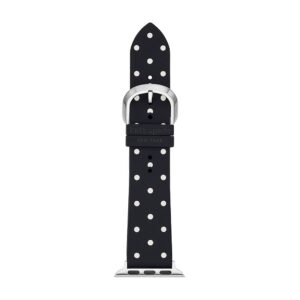 kate spade new york silicone band for 38/40/41mm apple watch series 1-6, color: black/white dot, silver (model: kss0080)