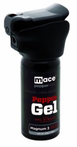 mace brand magnum 3 pepper gel (45g) — 18’ police strength pepper gel, flip top safety cap, wind-safe thick gel stream technology, uv dye — self defense pepper spray for women & men, made in the usa