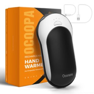 ocoopa quick charge hand warmers rechargeable, 10000 mah electric hand warmer power bank pd, 15hrs lasting heat, 3 levels, perfect outdoor heater for camping, hunting, golf gifts