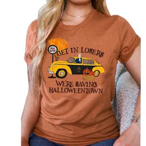 TIVIEAZG Women's We're Saving Halloween Town Shirt, Orange, Medium