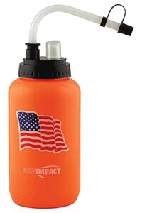 pro impact squeezable water bottle with bendable long straw and spray cap - ldpe bpa free plastic - hydration for baseball hockey gym mma yoga boxing cycling softball football lacrosse (35.5 oz.)