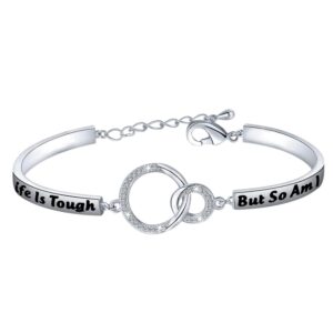 feelmem life is tough but so am i bracelet depression suicide mental health awareness inspirational jewelry recovery gift keep going gift (life is tough-silver)