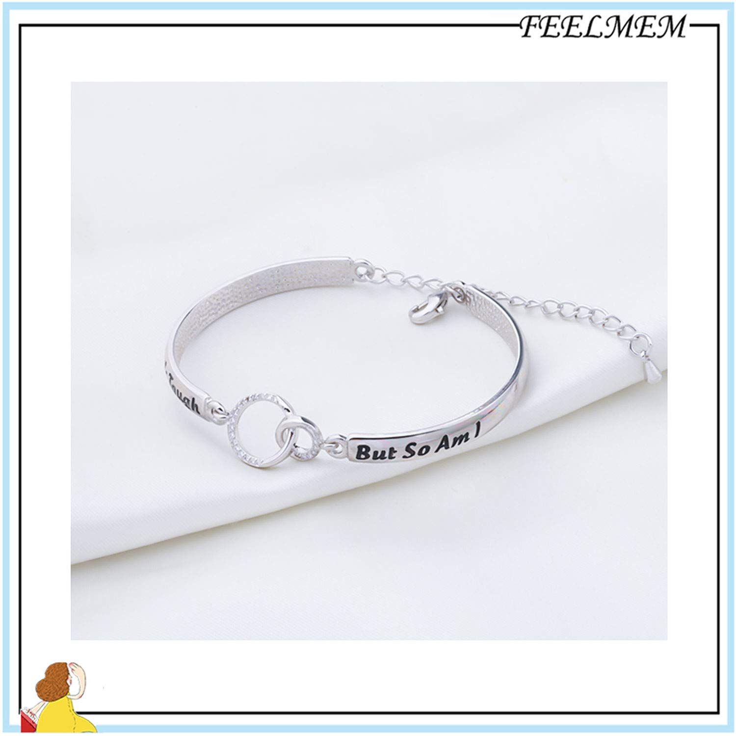 FEELMEM Life Is Tough But So Am I Bracelet Depression Suicide Mental Health Awareness Inspirational Jewelry Recovery Gift Keep Going Gift (Life Is Tough-silver)