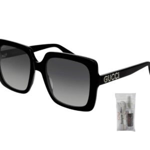 Gucci GG0418S 001 54M Black/Grey Gradient Square Sunglasses For Women+ BUNDLE With Designer iWear Eyewear Kit