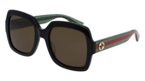 gucci gg0036s 002 54m black/green/brown rectangular sunglasses for women + bundle with designer iwear eyewear kit