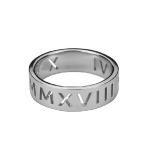 elefezar 925 sterling silver personalized roman numeral ring custom cutout date ring (silver)