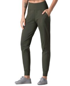 dragon fit joggers for women with pockets,high waist workout yoga tapered sweatpants women's lounge pants (medium, joggers78-dark olive)