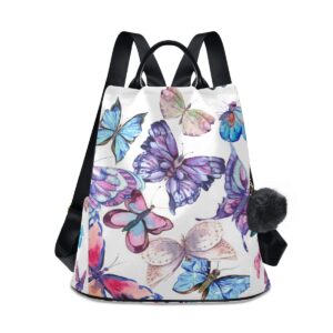 alaza blue & pink butterfly backpack purse for women anti theft fashion back pack shoulder bag