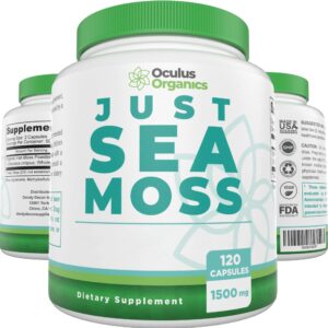 oculus organics just sea moss capsules - 120 capsules 1500mg serving | sea moss organic | irish sea moss organic raw | seamoss raw organic seamoss | sea moss capsule | irish moss | seamoss pills |