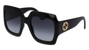 gucci gg0053s 001 54m black/grey gradient rectangular sunglasses for women+ bundle with designer iwear eyewear kit