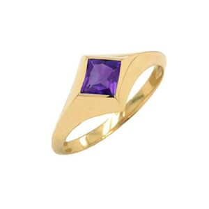 takar 14k solid gold solitaire princess cut amethyst ring, genuine amethyst ring for women, february birthstone rings,elegant purple stone gold jewelry birthday gift for her made in usa.