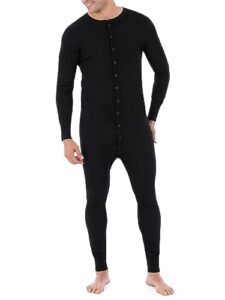 fruit of the loom men's premium thermal union suit, black, x-large