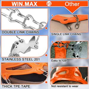 WIN.MAX Crampons for Shoes, Traction Cleats Ice Snow Grips with 19 Stainless Steel Spikes, Shoe Talons Anti - Slip Boots Spikes for Walking, Jogging, Climbing and Hiking (Orange, M)