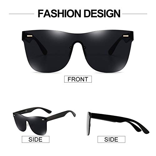 Dollger Trendy Mirrored Sunglasses for women men Rimless one piece colored lens reflective cool 2PCS