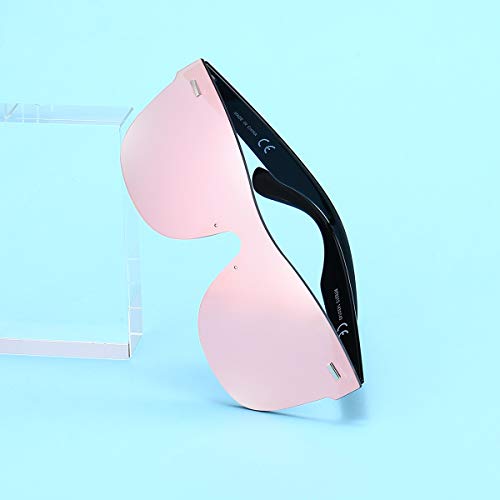 Dollger Trendy Mirrored Sunglasses for women men Rimless one piece colored lens reflective cool 2PCS