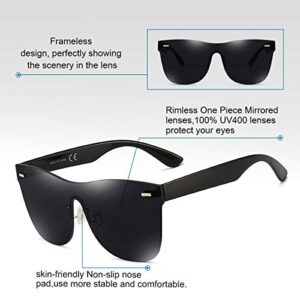 Dollger Trendy Mirrored Sunglasses for women men Rimless one piece colored lens reflective cool 2PCS