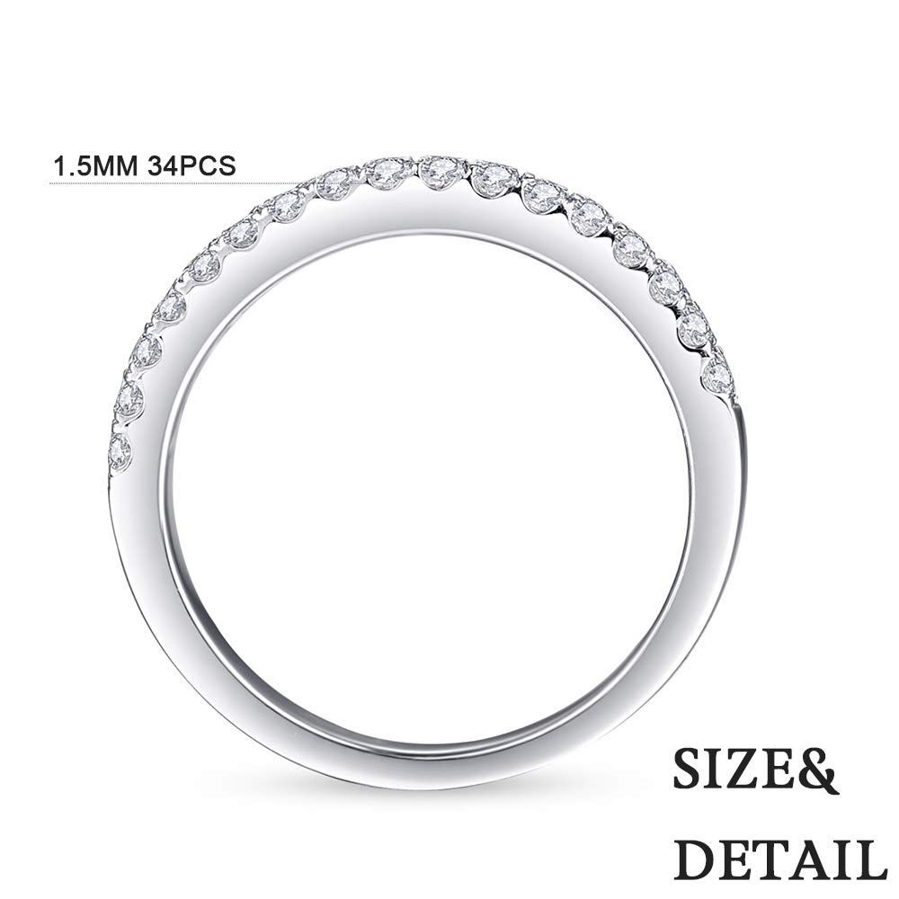 AVECON 925 Sterling Silver Womens Wedding Band Round 5A Cubic Zirconia Eternity Engagement Ring Sterling Silver Infinity Ring Size 7