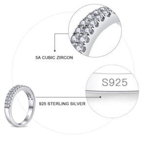 AVECON 925 Sterling Silver Womens Wedding Band Round 5A Cubic Zirconia Eternity Engagement Ring Sterling Silver Infinity Ring Size 7