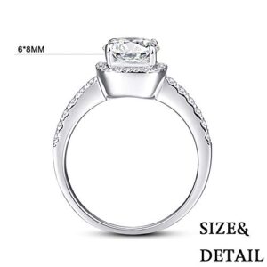 AVECON 2.3 Ct Cushion Cut Wedding Rings Cubic Zirconia Engagement Rings 925 Sterling Silver Halo Engagement Rings for Women Size 5