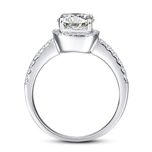 AVECON 2.3 Ct Cushion Cut Wedding Rings Cubic Zirconia Engagement Rings 925 Sterling Silver Halo Engagement Rings for Women Size 5