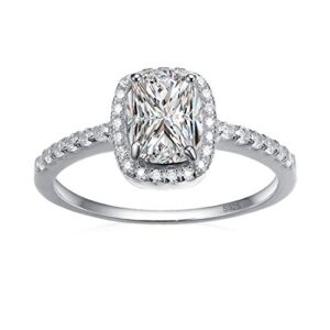 AVECON 2.3 Ct Cushion Cut Wedding Rings Cubic Zirconia Engagement Rings 925 Sterling Silver Halo Engagement Rings for Women Size 5